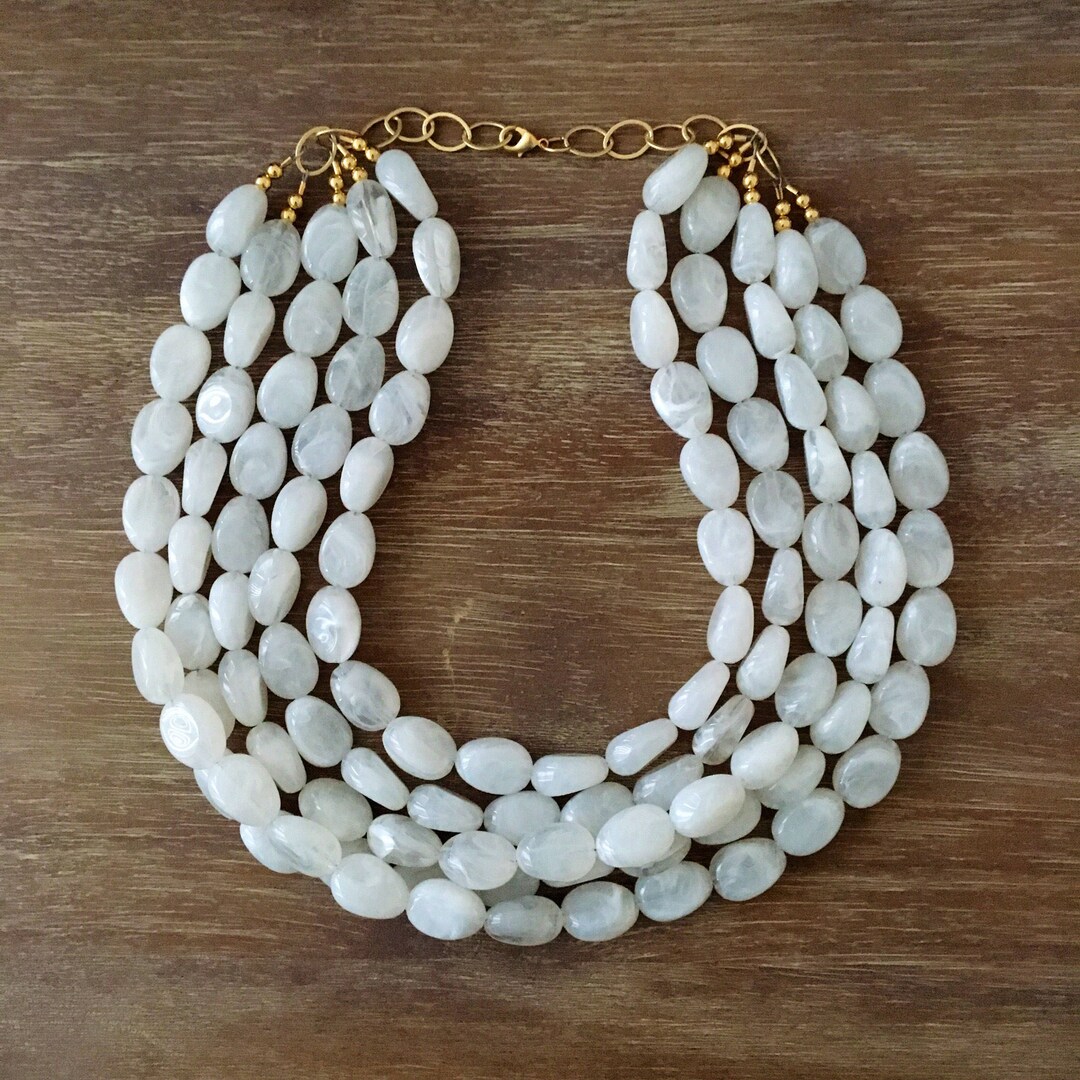 White Necklace, Statement Jewelry, Wedding Jewelry, White Jewelry ...