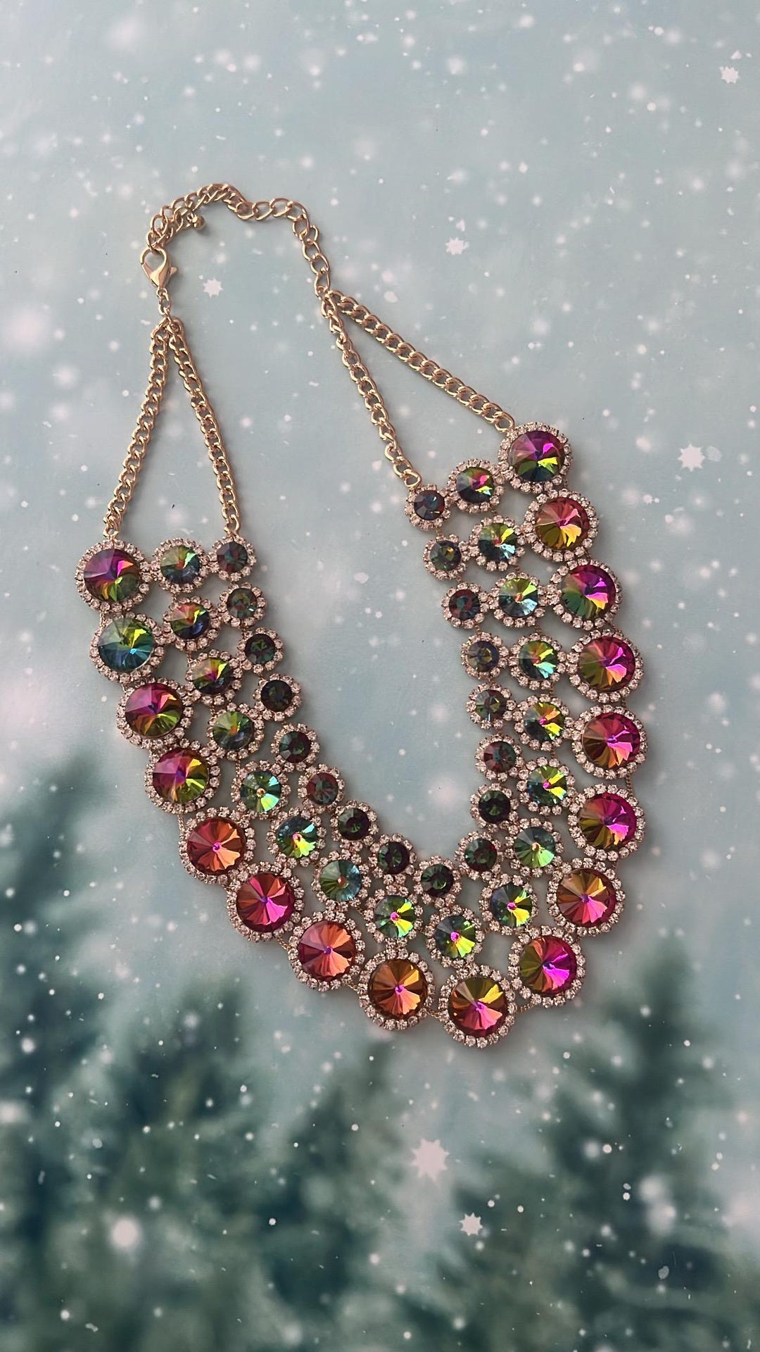 The Cleo Necklace Cleopatra Style Necklace Glazed Iridescent Jewelry ...