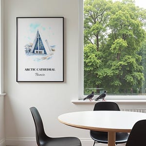 Arctic Cathedral Wall Art, Tromso Print, Norway Watercolor Art, Tromso ...