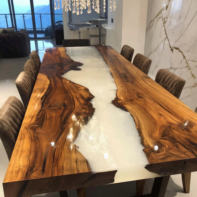Handmade Walnut Epoxy River Dining Table, Live Edge Wood Furniture - Etsy