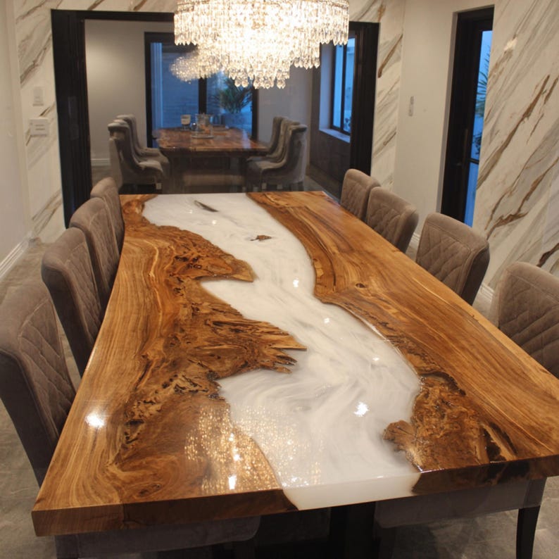 Handmade Walnut Epoxy River Dining Table, Live Edge Wood Furniture - Etsy