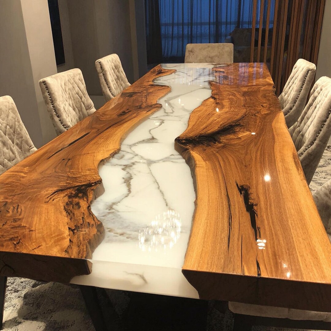 Handmade Walnut Epoxy River Dining Table, Live Edge Wood Furniture - Etsy