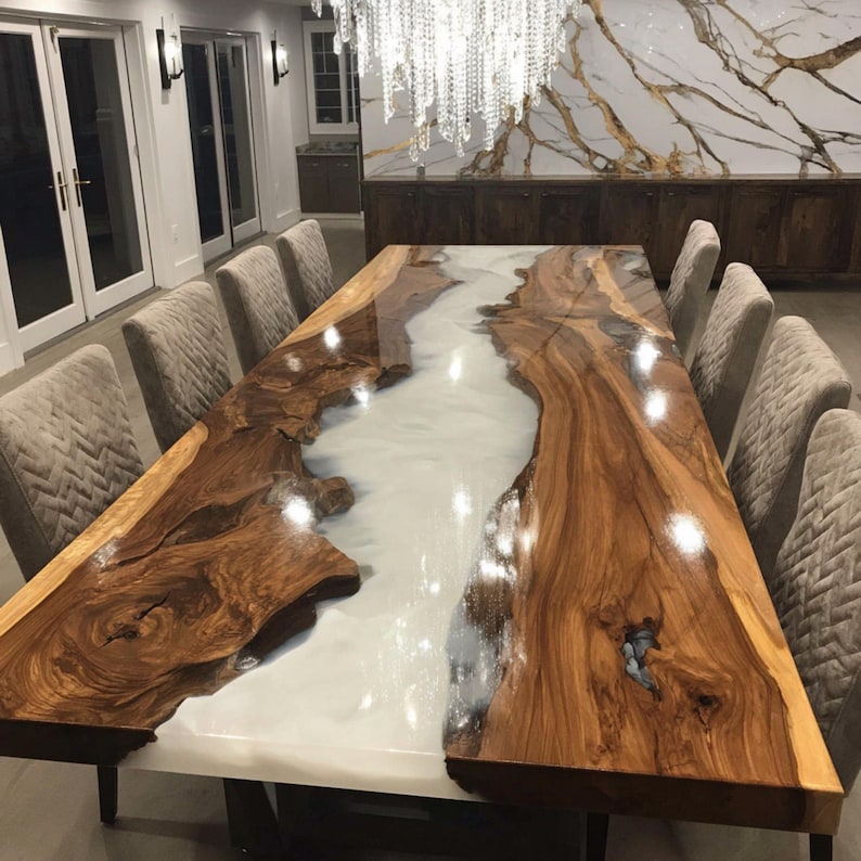 Handmade Walnut Epoxy River Dining Table, Live Edge Wood Furniture - Etsy