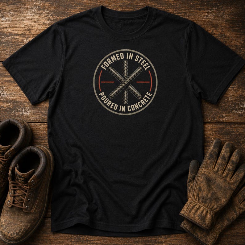 Formed in Steel Poured in Concrete Shirt, Rebar Construction Worker Tee ...