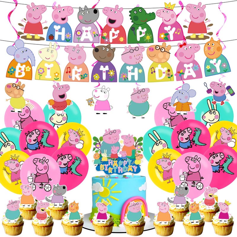 Peppa Pig Cake Toppers Set - Etsy