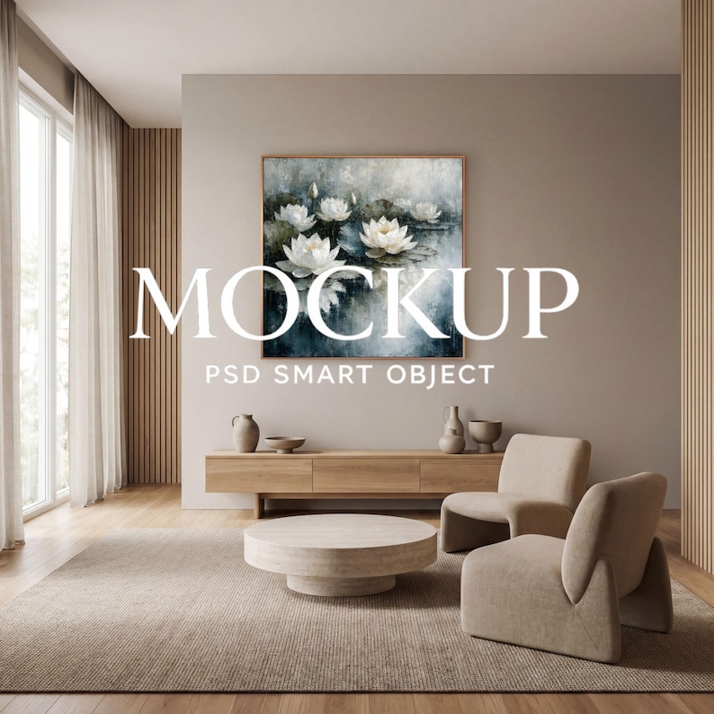 Minimalist Japandi Wall Art Mockup, Living Room Interior Display ...