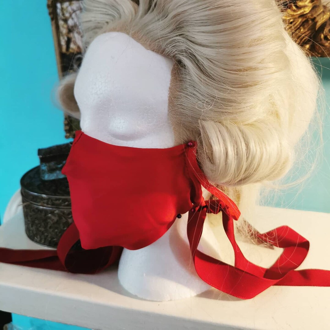 Red Satin Fabric Mask With Ribbons - Etsy