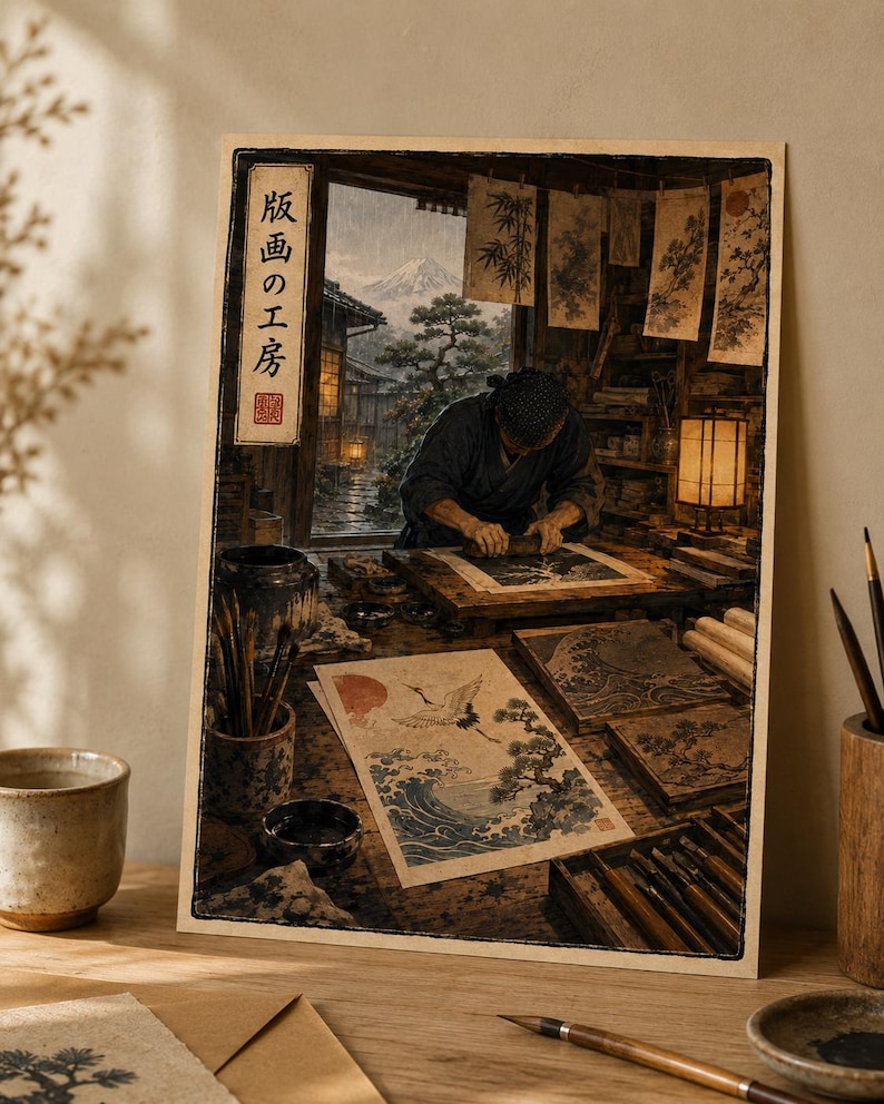 Japanese Workshop Poster on Cardboard - Minimalist Japanese Style ...