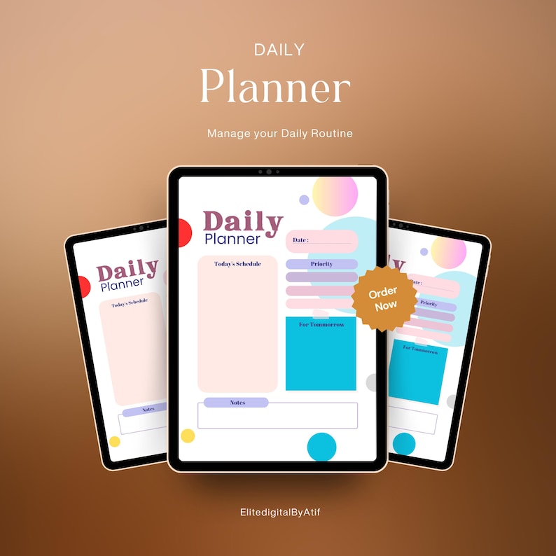 Daily Planner: Printable and Fillable Productivity Organizer (digital ...