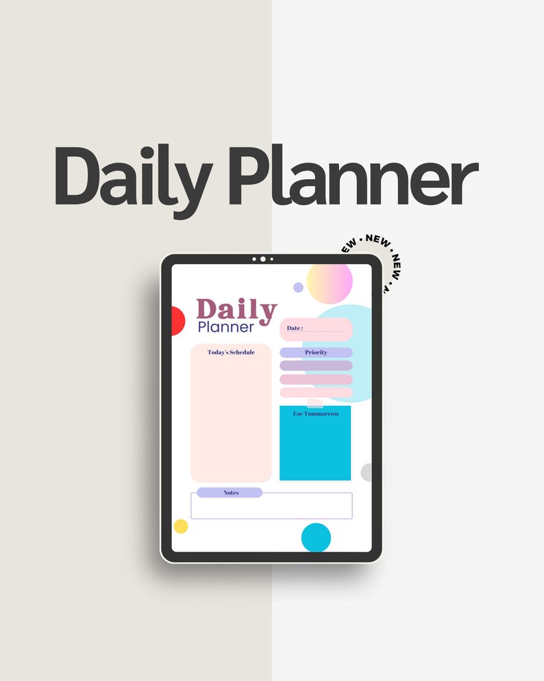 Daily Planner: Printable and Fillable Productivity Organizer (digital ...