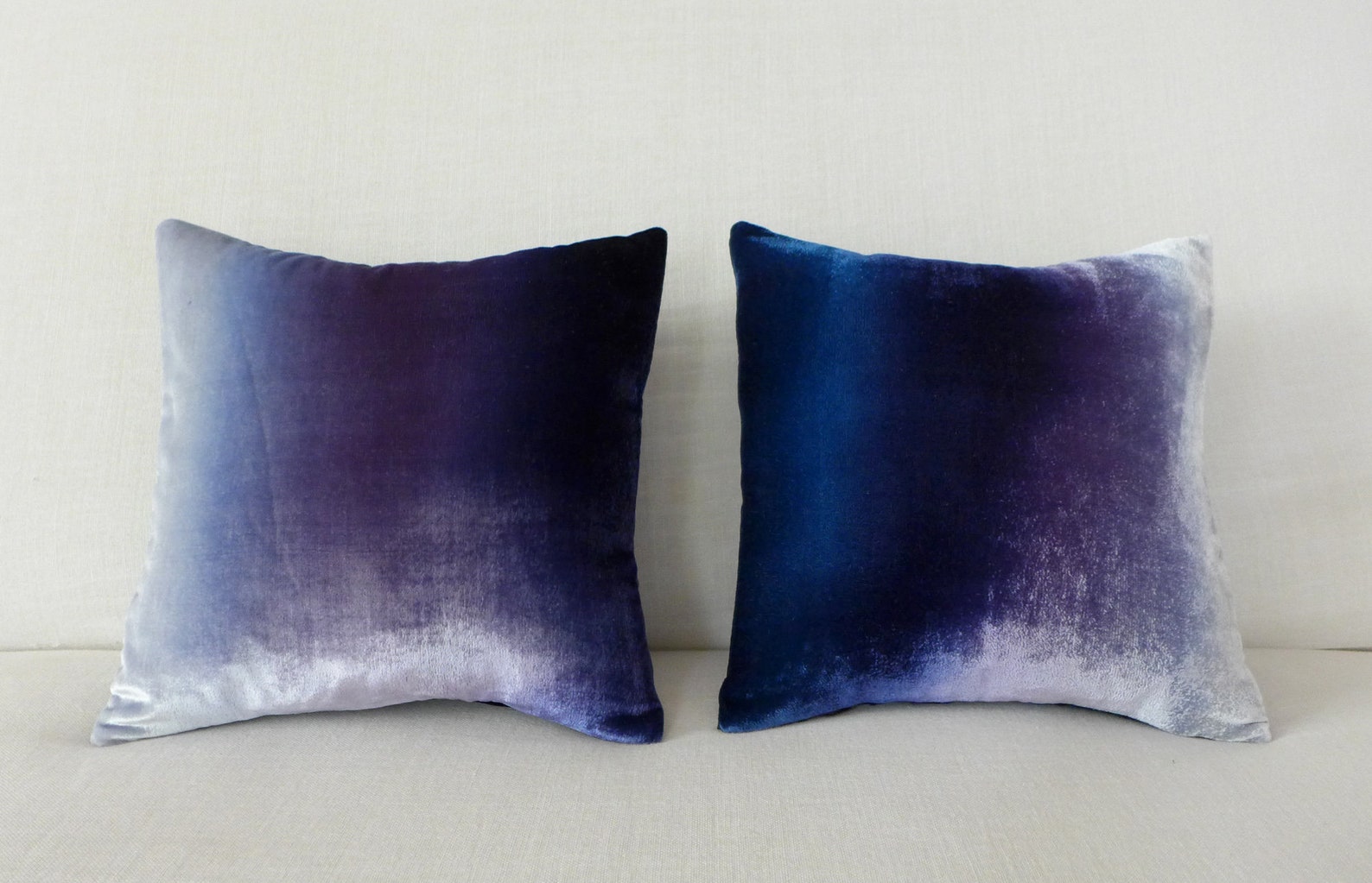 Deep Blue Velvet Hand-painted Pillow Cover, Made to Order, Other Sizes ...