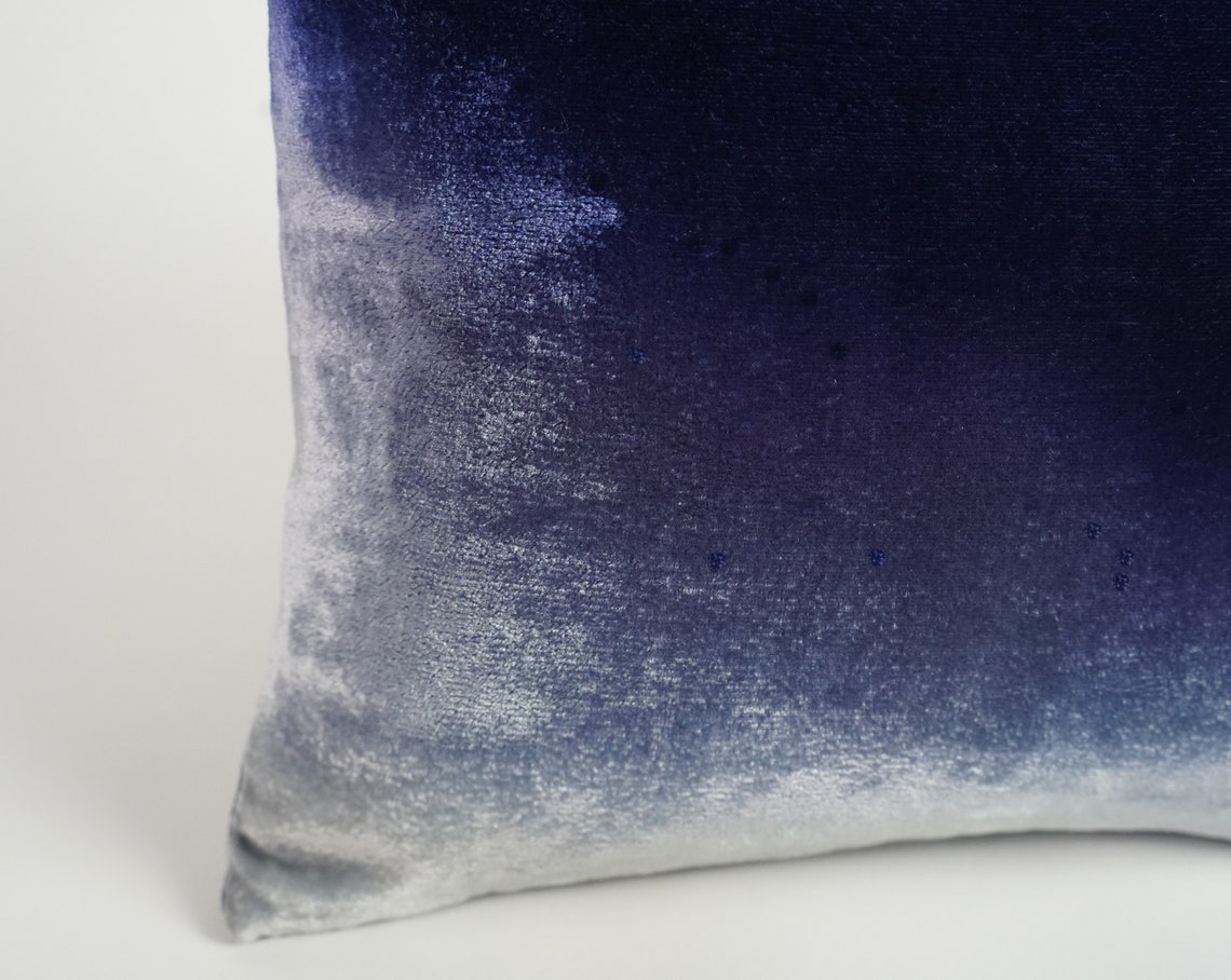 Deep Blue Velvet Pillow Cover Hand Painted 12 30cm | Etsy UK