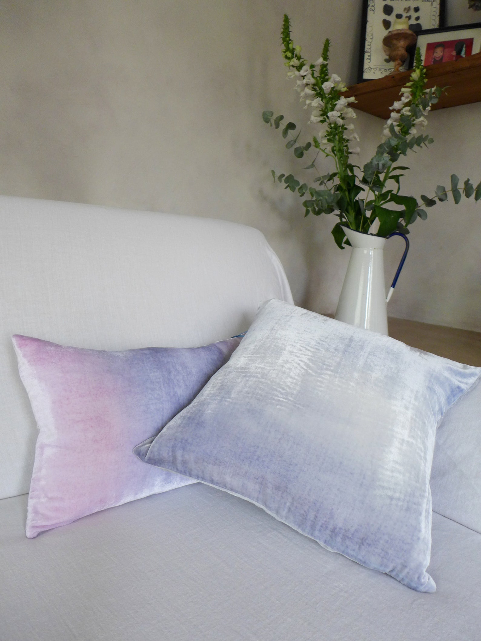 Grey/blue Soft Cloud/eggshell Velvet Pillow Cover - Etsy