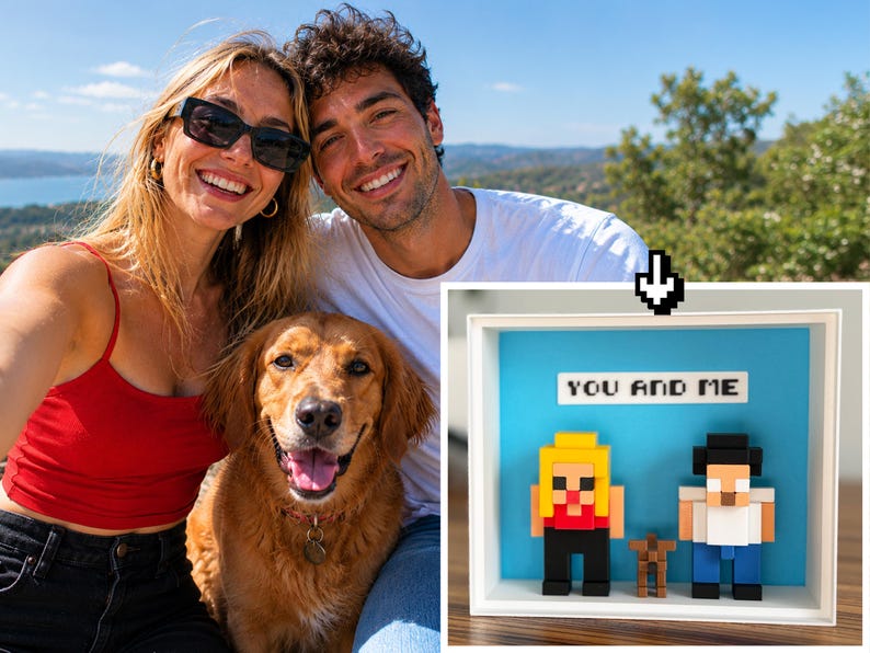 Personalized Pixel Small Family or Pet Frame | Custom Retro Gaming ...