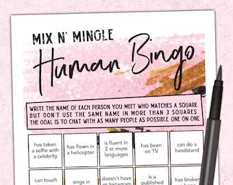 Ice Breaker Game Human Bingo Cards Get to Know You Party - Etsy