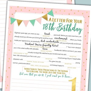 Girl's First Birthday Time Capsule Mad Lib Letter - Etsy