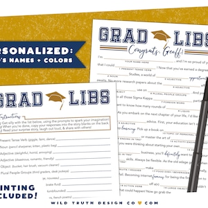 PERSONALIZED Grad Libs - College University Graduation Game or Guest ...