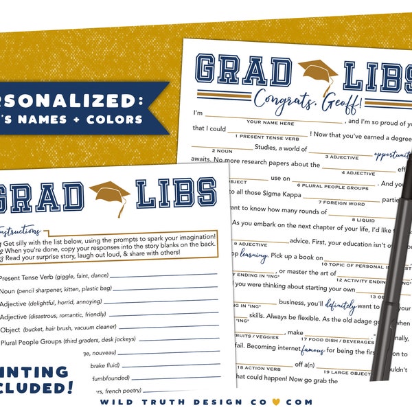 Graduation Mad Libs - Etsy