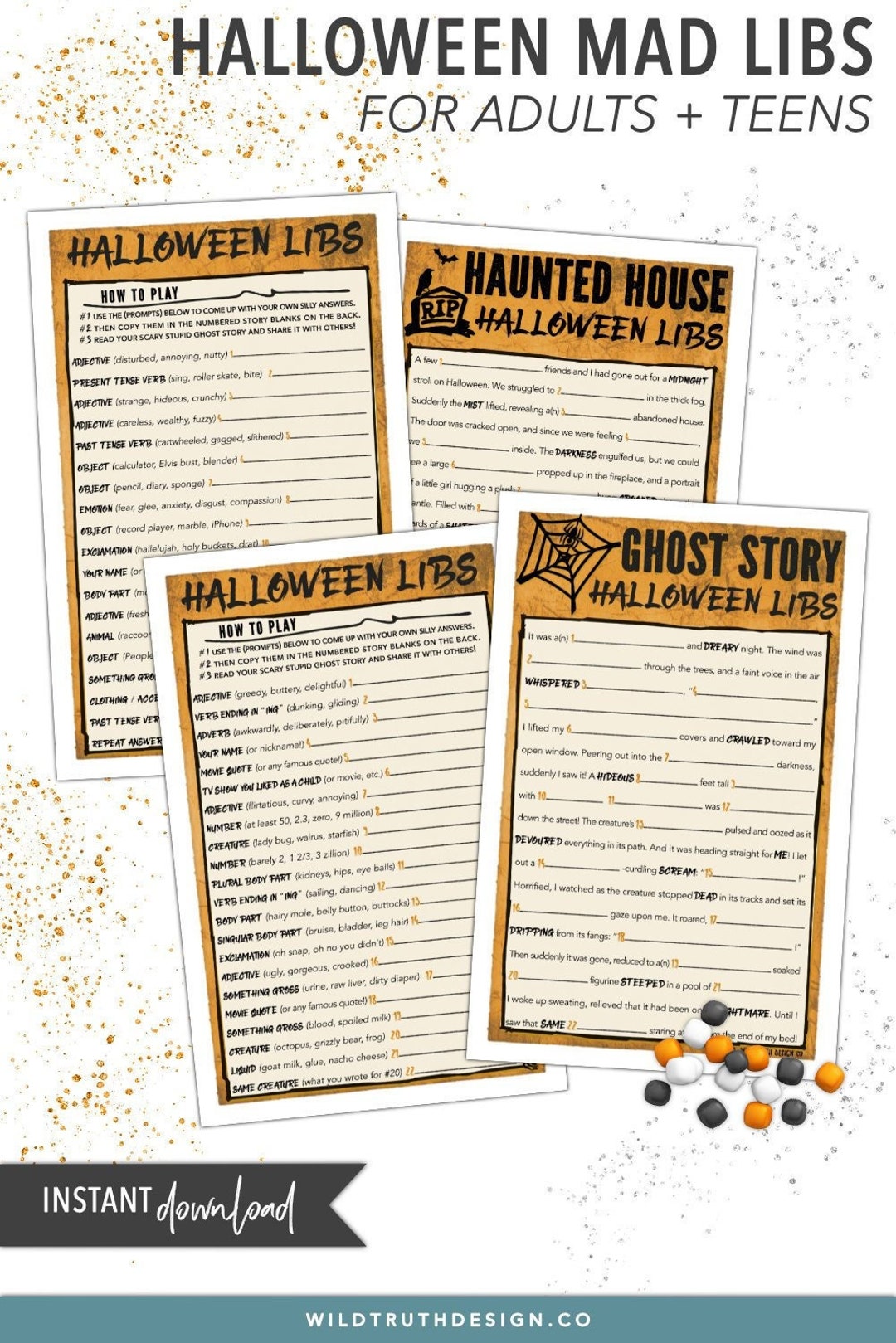 Halloween Mad Lib Games for Adults & Teens Ghost Story - Etsy