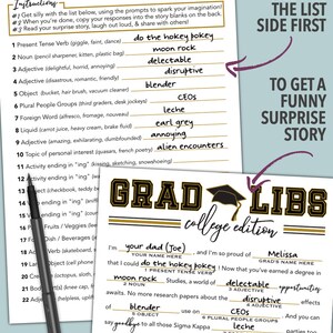 College Graduation Party Game - Grad Libs - University Graduation - Etsy