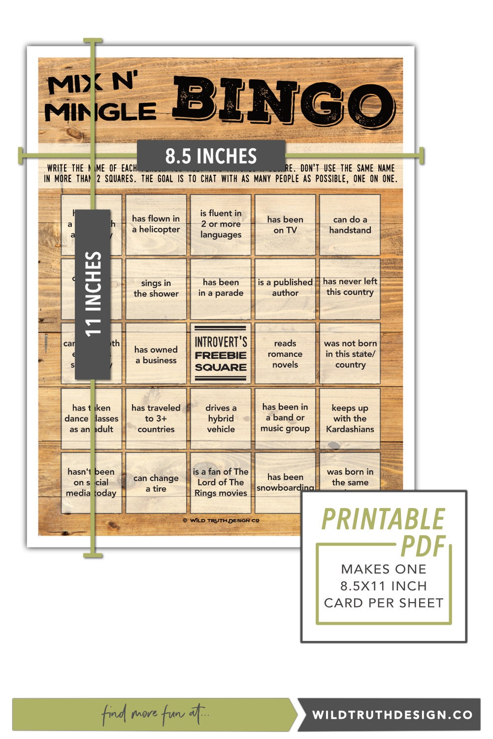 Human Bingo Party Game for Men & Women - Adults Birthday Party, Office ...