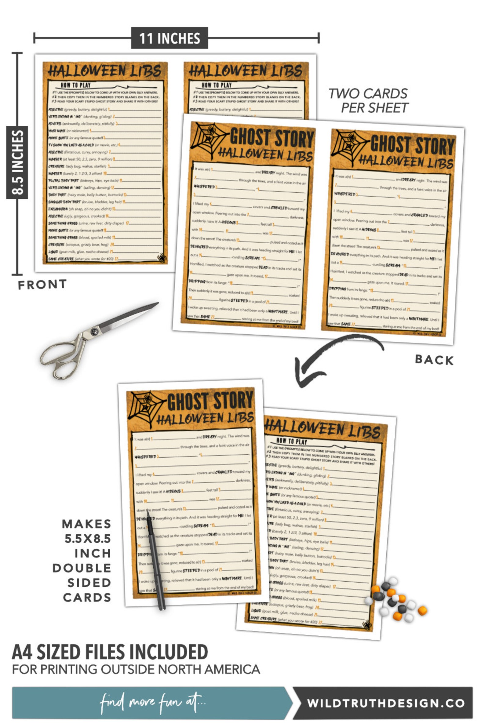 Halloween Mad Lib Games for Adults & Teens Ghost Story - Etsy