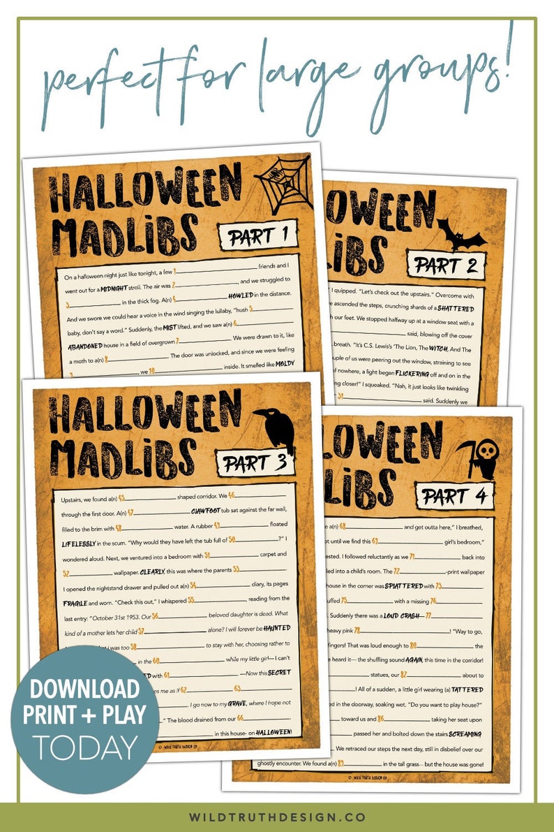Ghost Story Halloween Mad Lib Group Game - Adults, Teens, & Tweens - Etsy