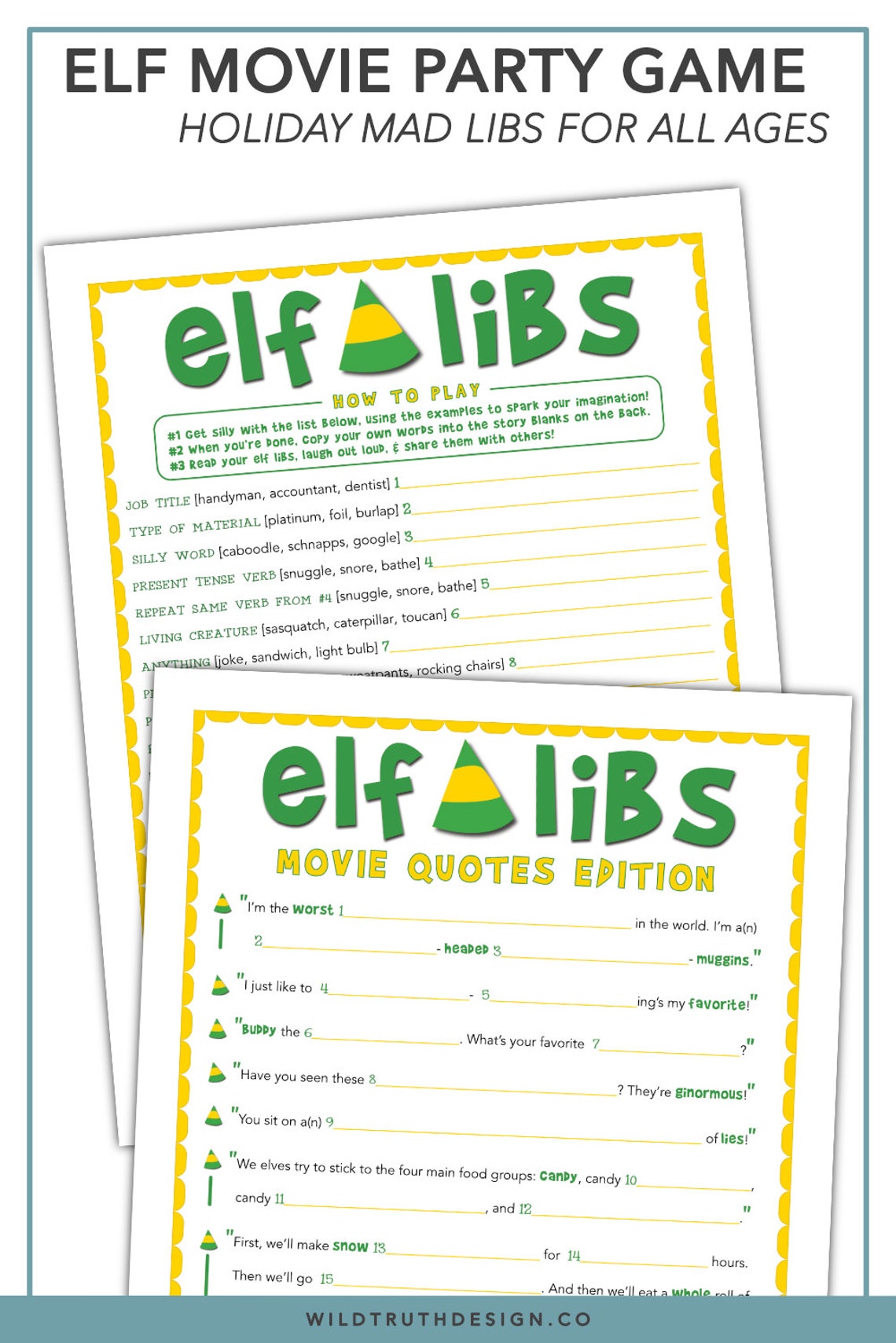 Elf Libs Movie Quotes Madlib - Christmas Game for Kids & Adults - Etsy