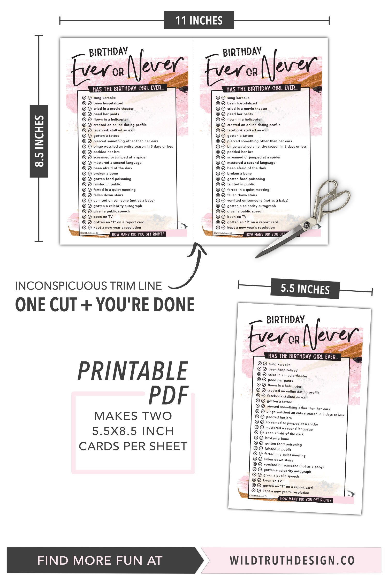 Party Favors & Games Adult Birthday Party Games Birthday Ever Or Never ...