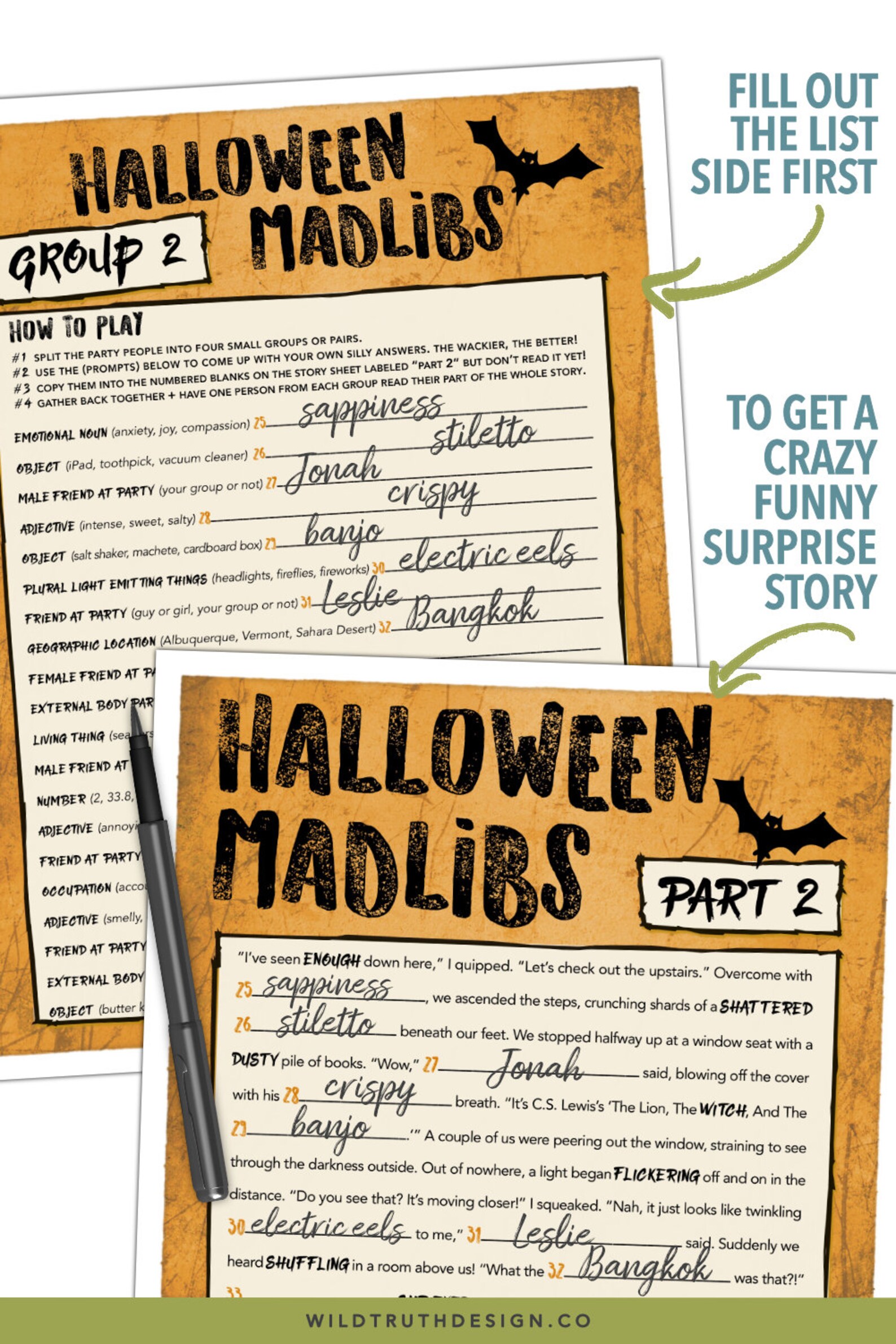 Ghost Story Halloween Mad Lib Group Game - Adults, Teens, & Tweens - Etsy