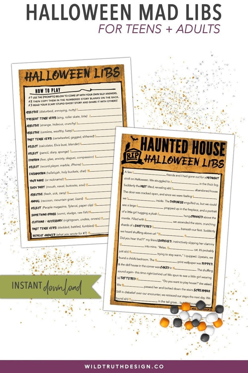 Haunted House Halloween Mad Lib Game for Teens & Adults - Etsy