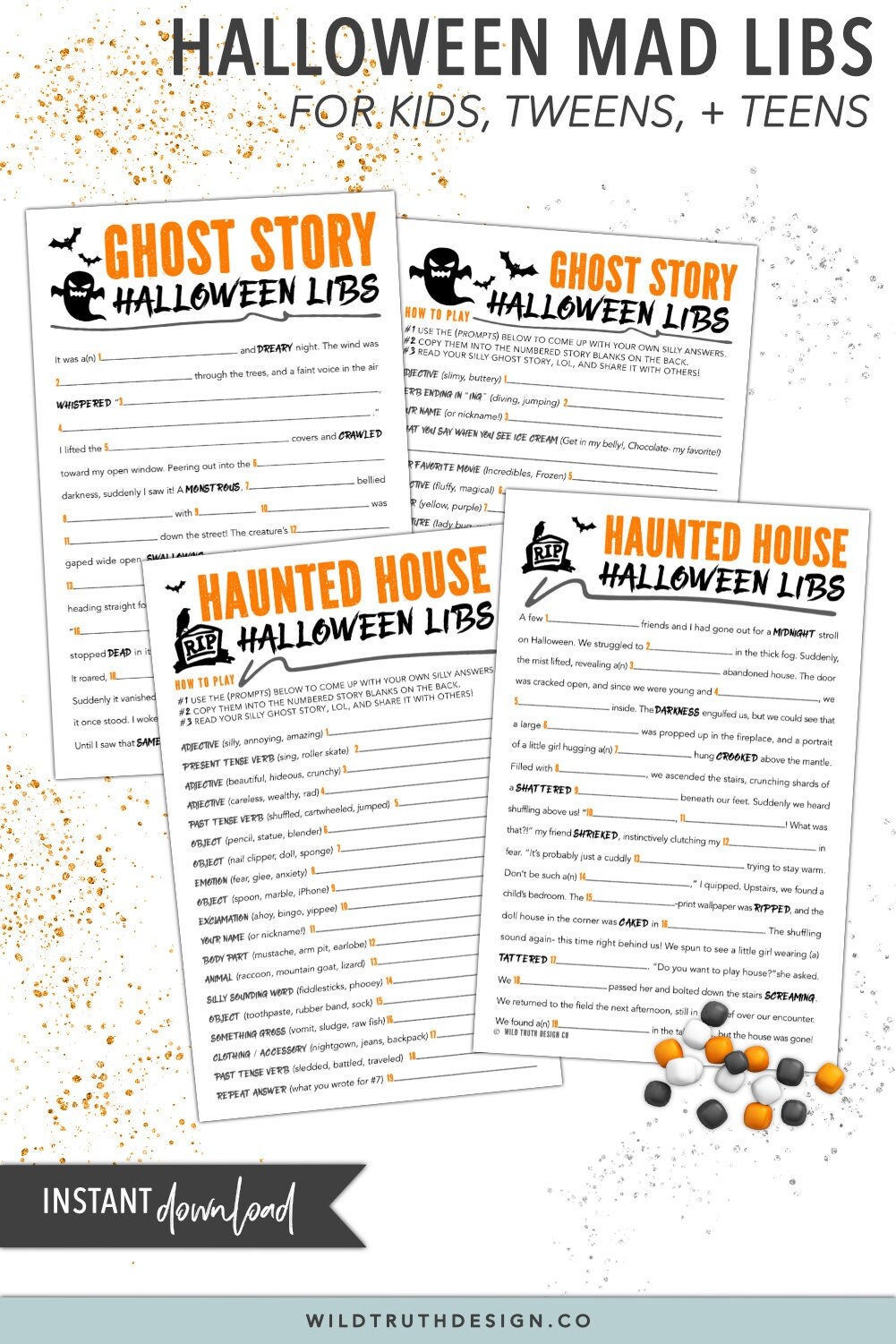 Funny Halloween Mad Libs for Kids & Tweens Ghost Story, Haunted House ...