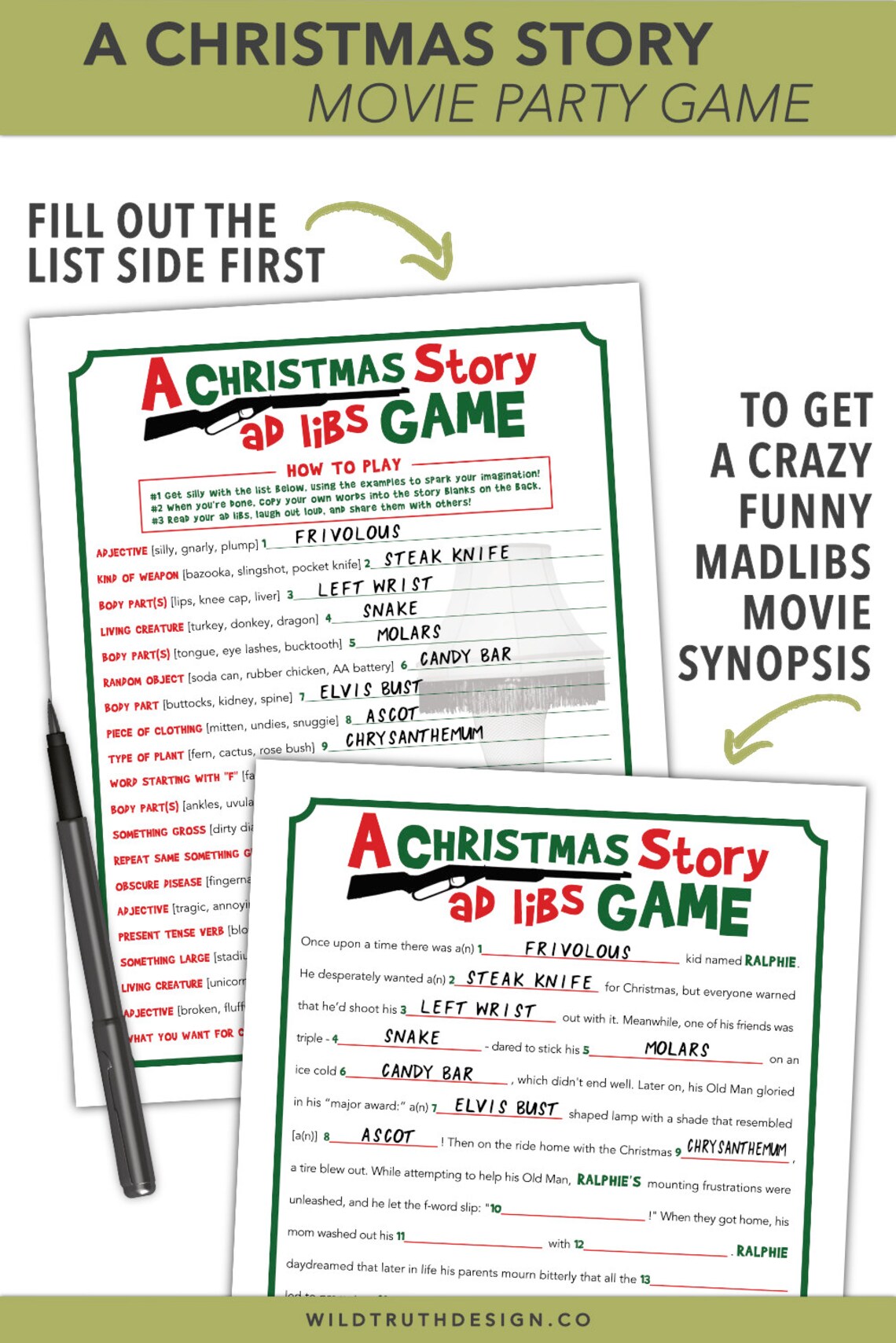 Christmas Story Mad Lib Game for Adults & Kids (printable) - Etsy Canada