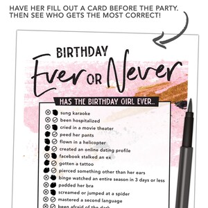 Never Have I Ever Women's Birthday Game for Adults - How Well Do You ...