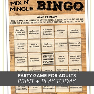 Human Bingo Party Game for Men & Women - Adults Birthday Party, Office ...
