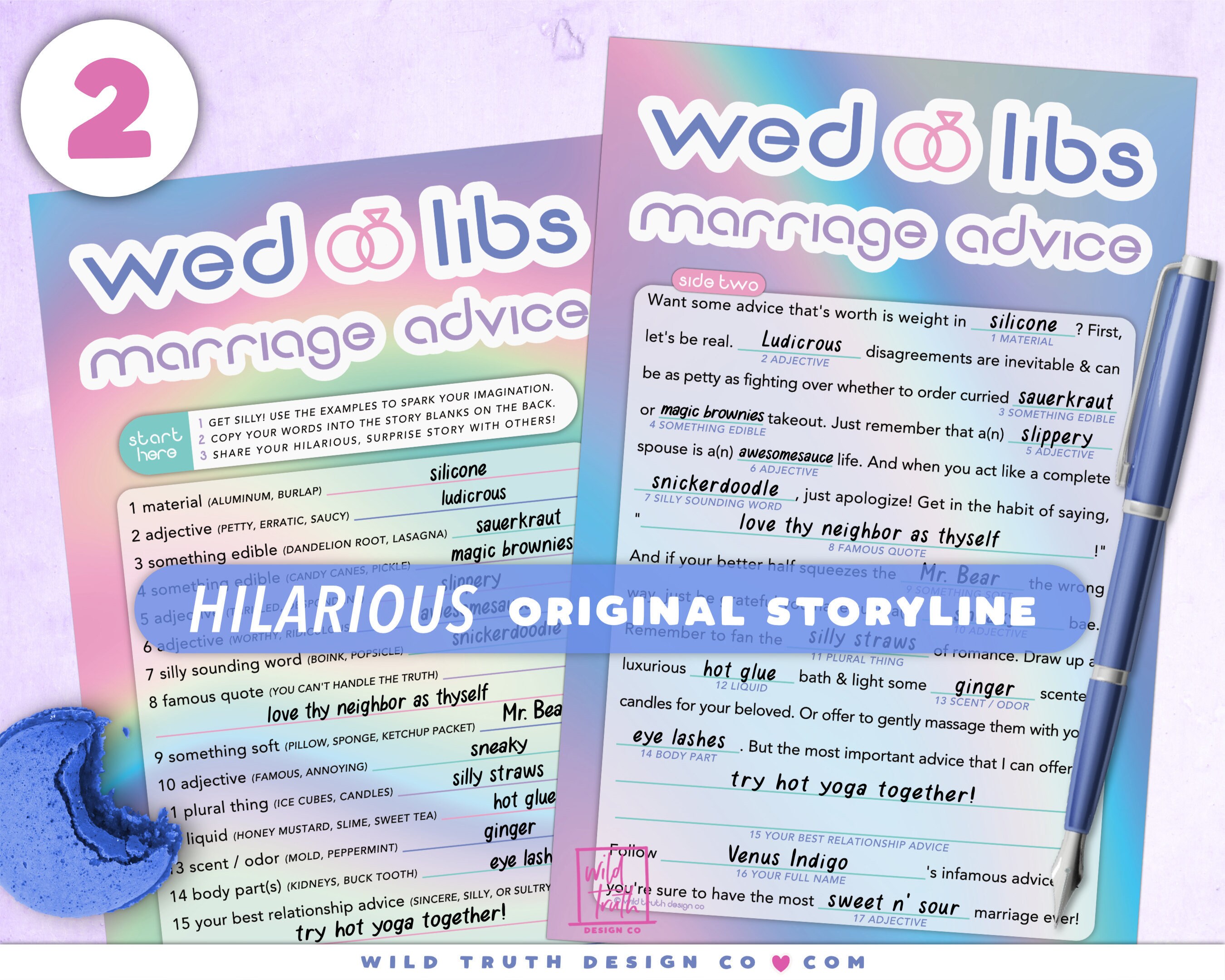 Colorful Wedding Mad Libs Game Bundle Rainbow Iridescent Wed Libs ...