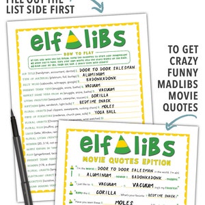Elf Libs Movie Quotes Madlib - Christmas Game for Kids & Adults - Etsy
