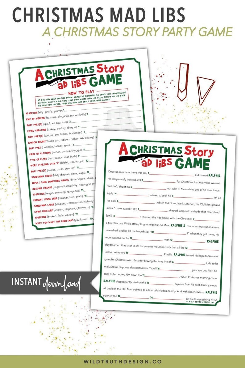 Christmas Story Mad Lib Game for Adults & Kids (printable) - Etsy