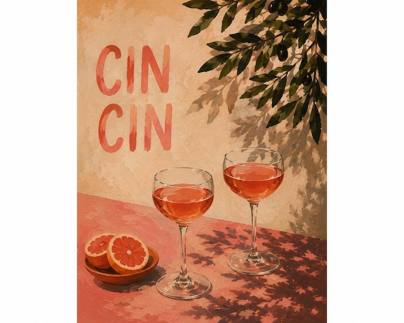 Cin Cin Cocktail Print – Modern Italian Aperitivo Poster, Bar Cart ...
