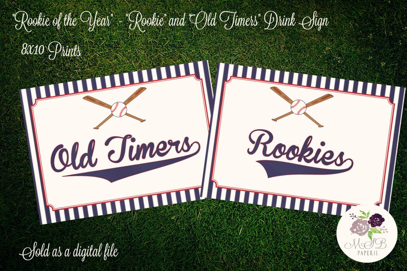 PRINTABLE 8 X 10 Baseball Themed Drink Signs - "rookie & Old Timers" - Etsy