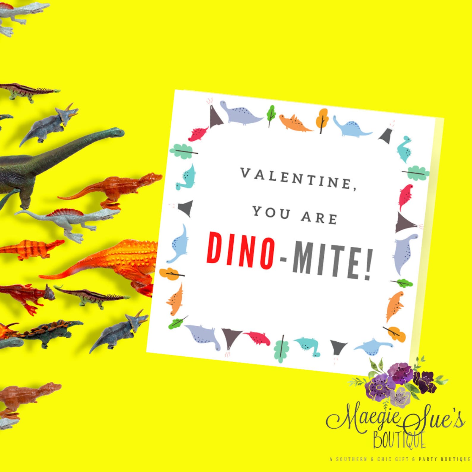 PRINTABLE Dinosaur Valentine Tags - Etsy