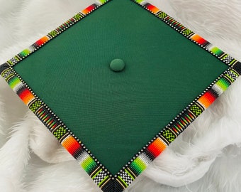 Shiny Green Graduation Cap With Tassel 2024 Date Drop Blank Grad Cap ...
