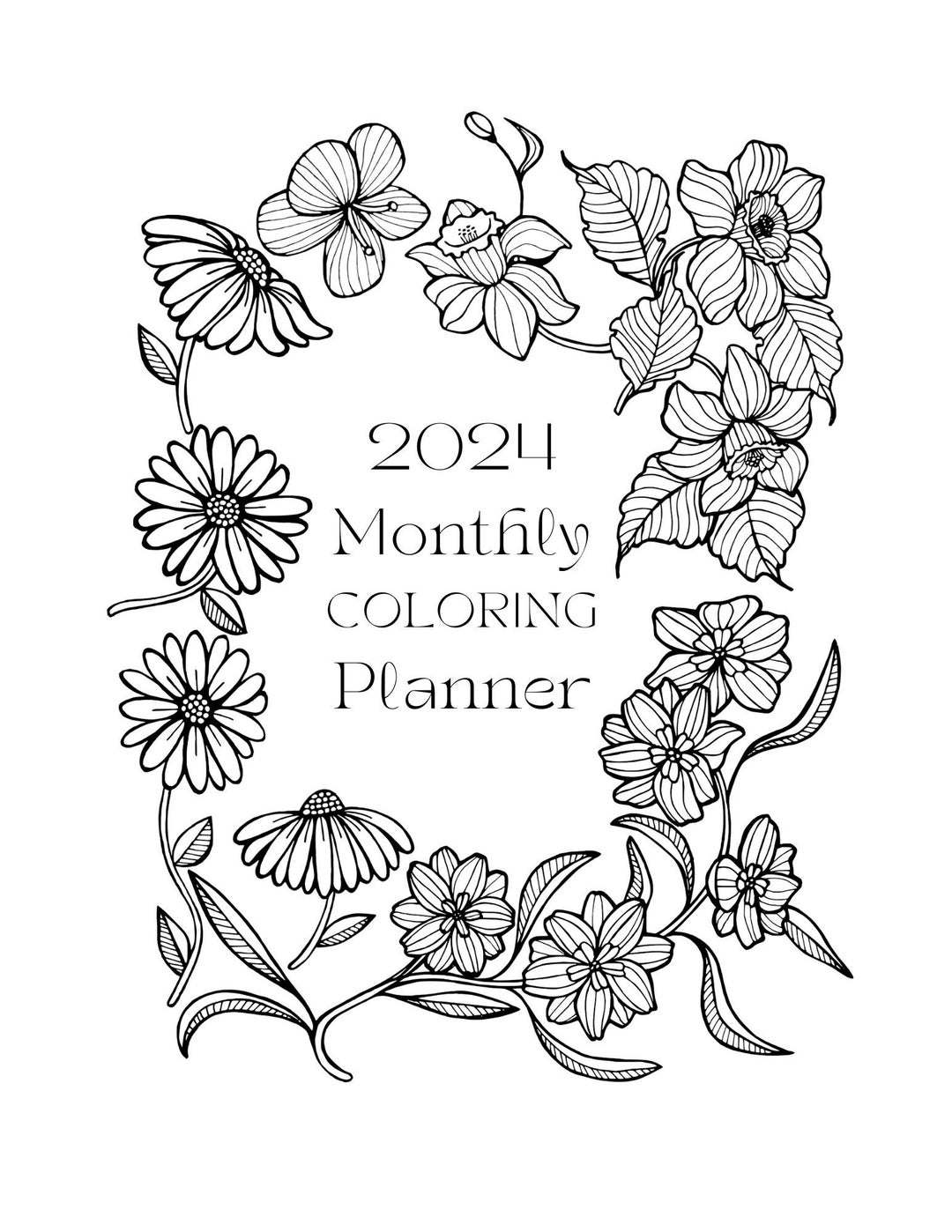 2024 Monthly Coloring Calendar - Etsy