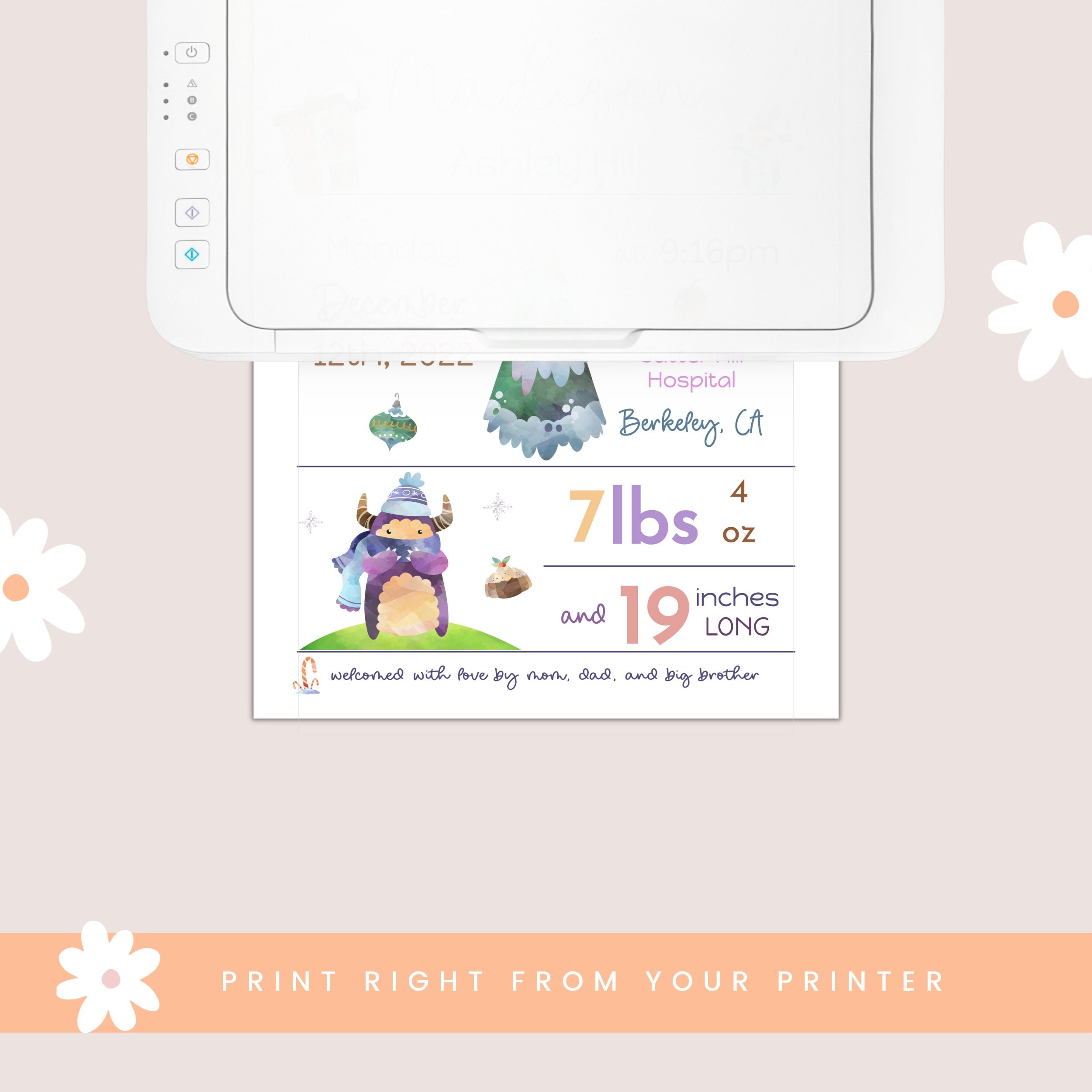 Yeti Newborn Stat Sign Printable Baby Stat New Mom Gift - Etsy