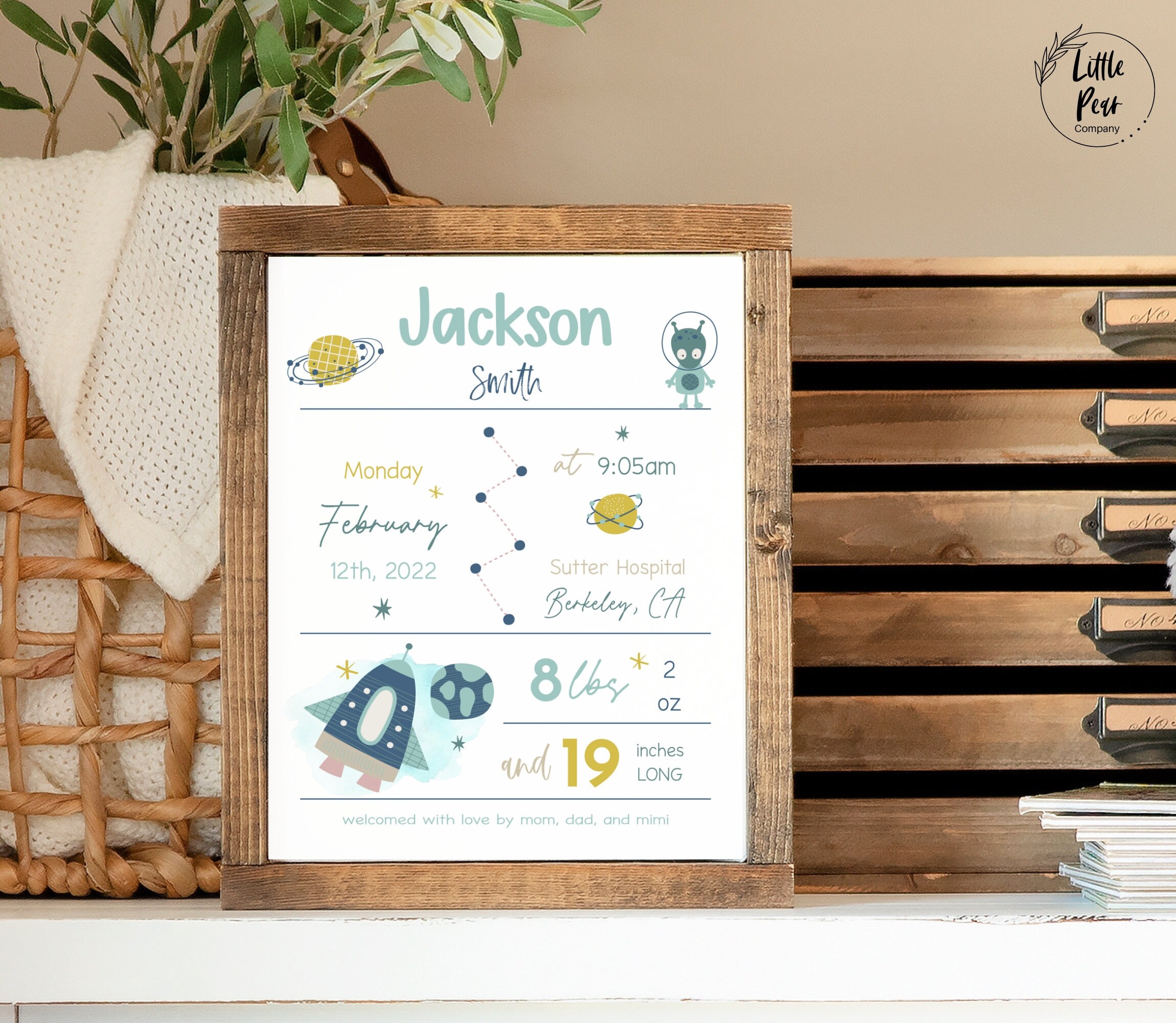 Space Birth Announcement Sign, Printable Baby Birth Sign, Editable ...