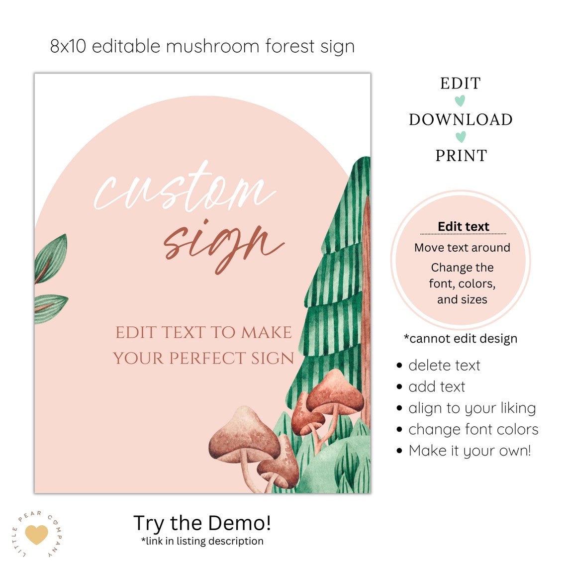 Printable Mushroom Forest Themed Party Sign, Custom Woodland Party Sign ...