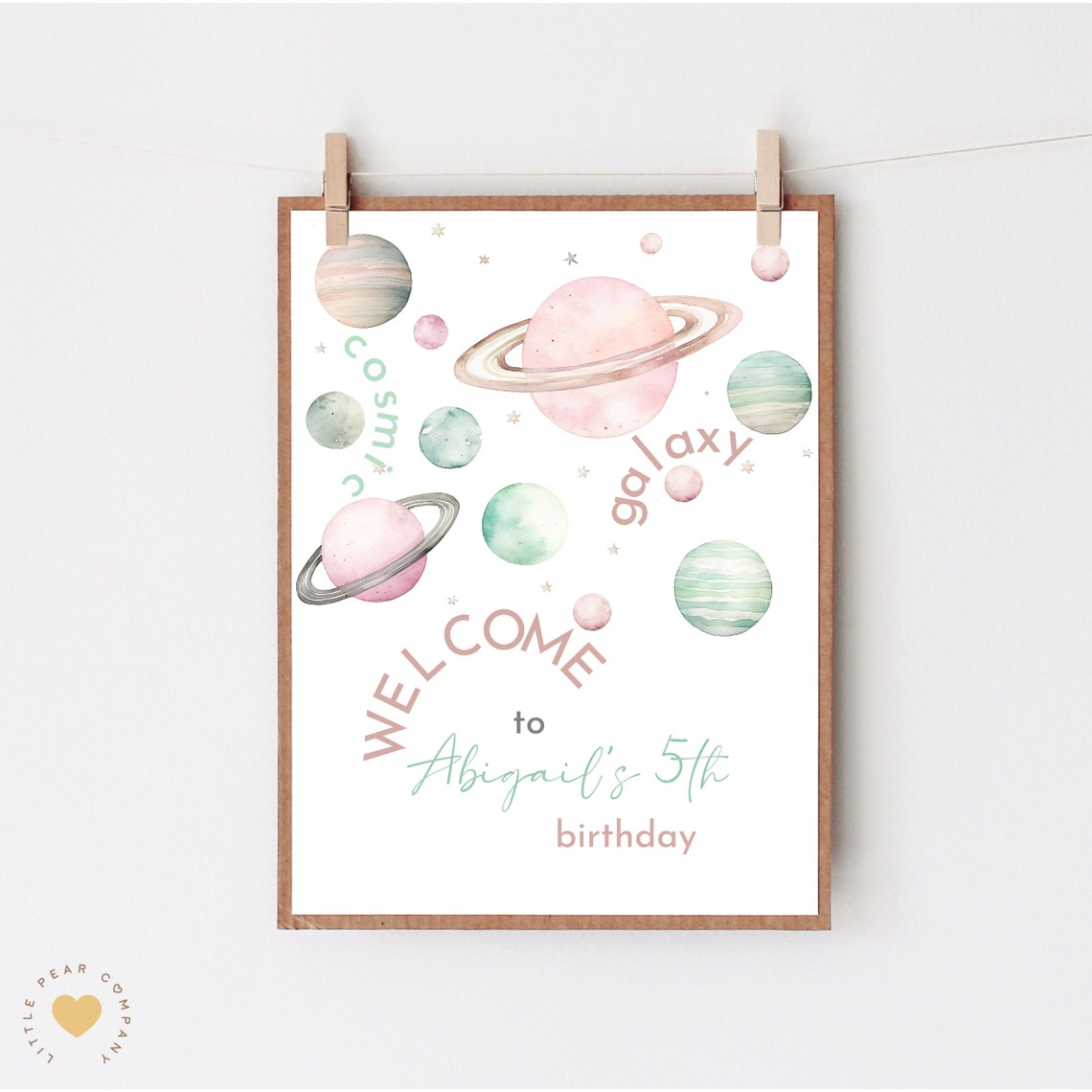 Editable Outer Space Pastel Birthday Sign, Printable Galaxy Party Sign ...