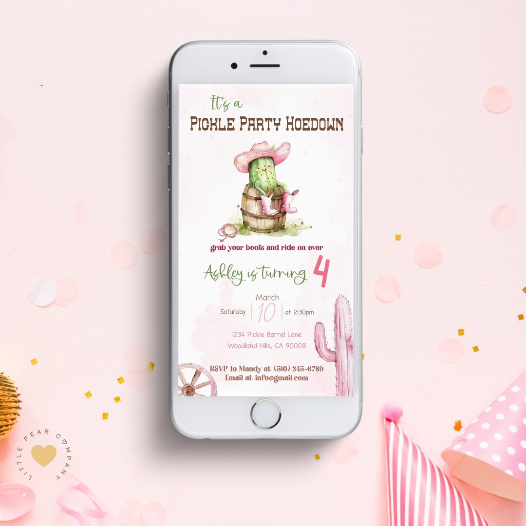 Digital Pickle Party Hoedown Birthday Party Invitation, Western Cowgirl ...