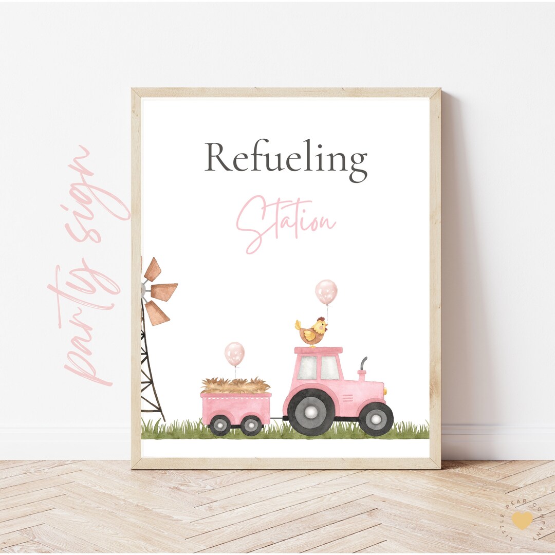 Printable Custom Farm Party Sign, Pink Tractor 8x10 Editable Template ...
