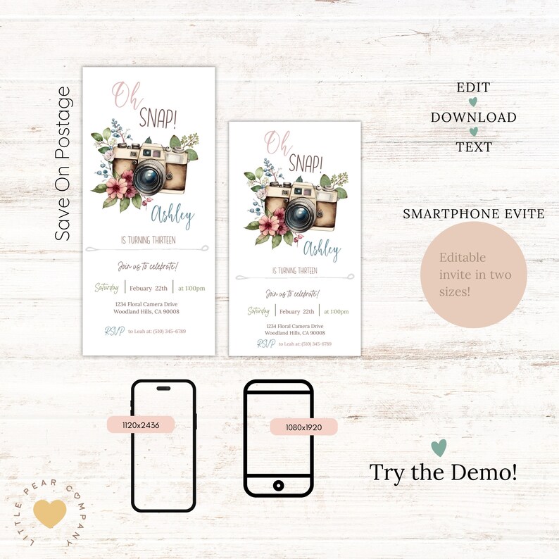 Vintage Camera Birthday Party Invitation, Oh Snap Photography Birthday ...